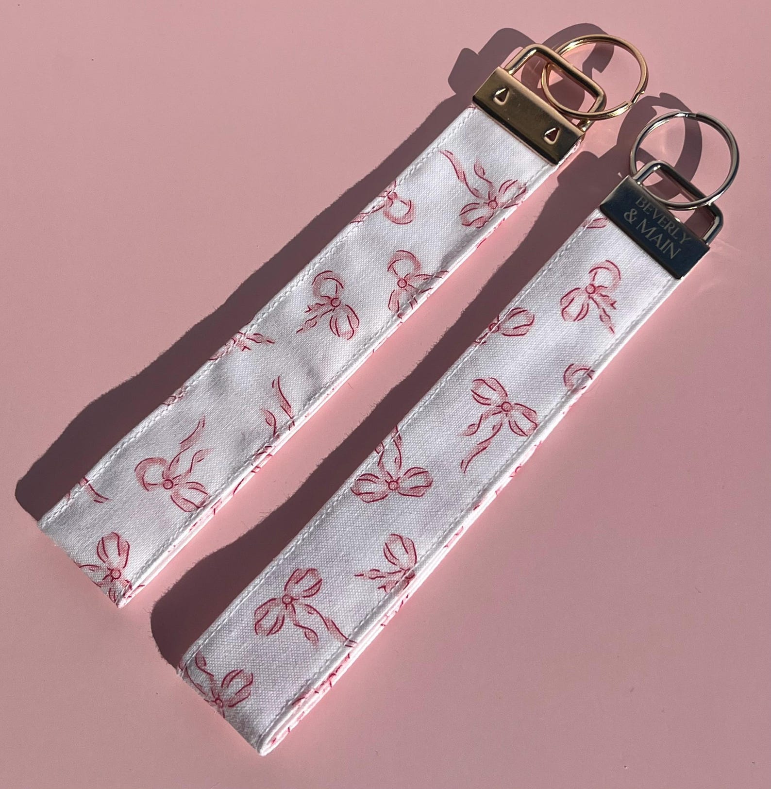 Cotton Wrist Keychain Split Ring Metal Hardware Silver Carabiner Clip ...