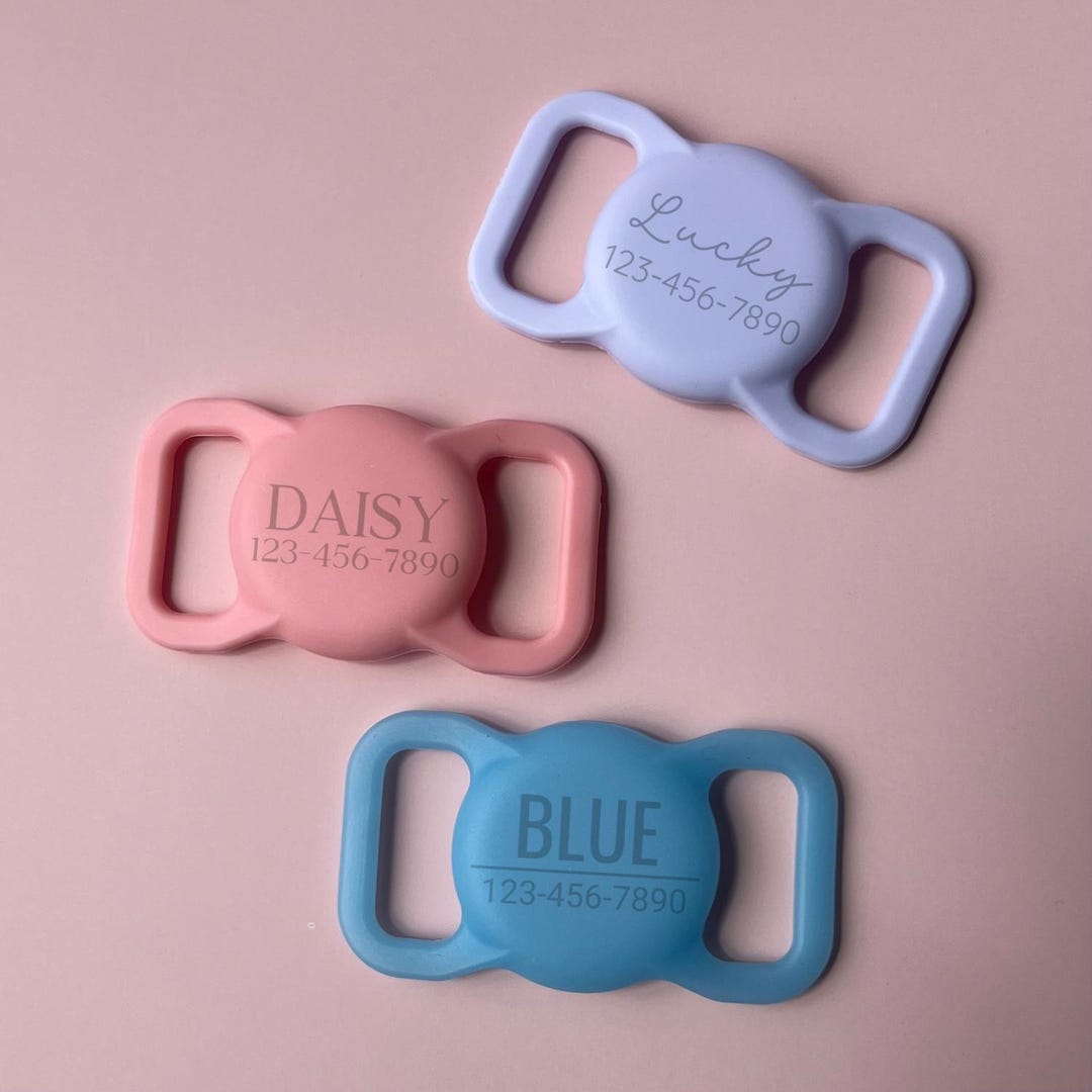 Dog AirTag Holder Safety Tracker Custom Engraved Pet Collar Name Tag ...