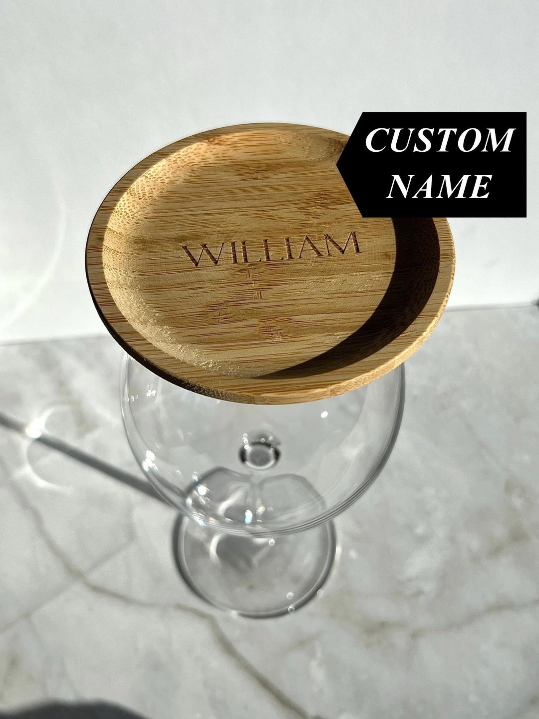 Personalized Wine Glass Topper Bamboo Charcuterie Accessory Wine Lover ...