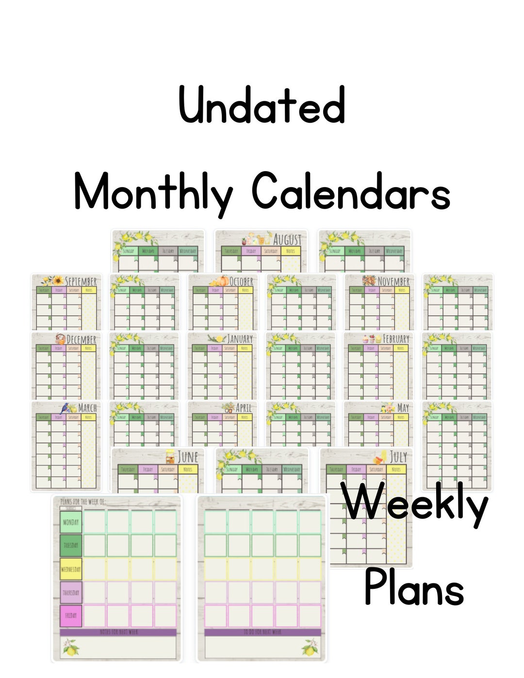 Lemon Calendars & Plans Teacher Planner Undated - Etsy