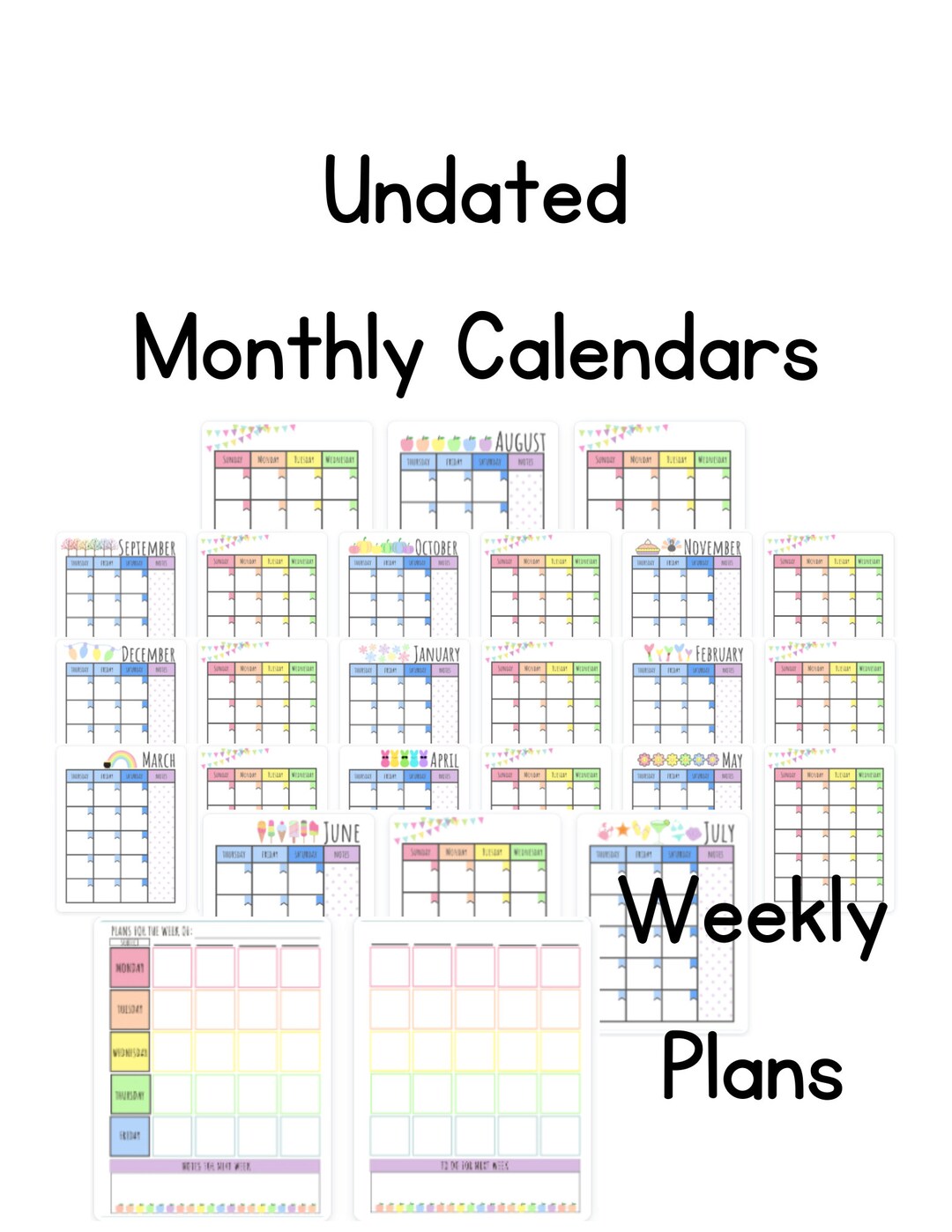 Pastel Calendars & Plans Teacher Planner Undated - Etsy