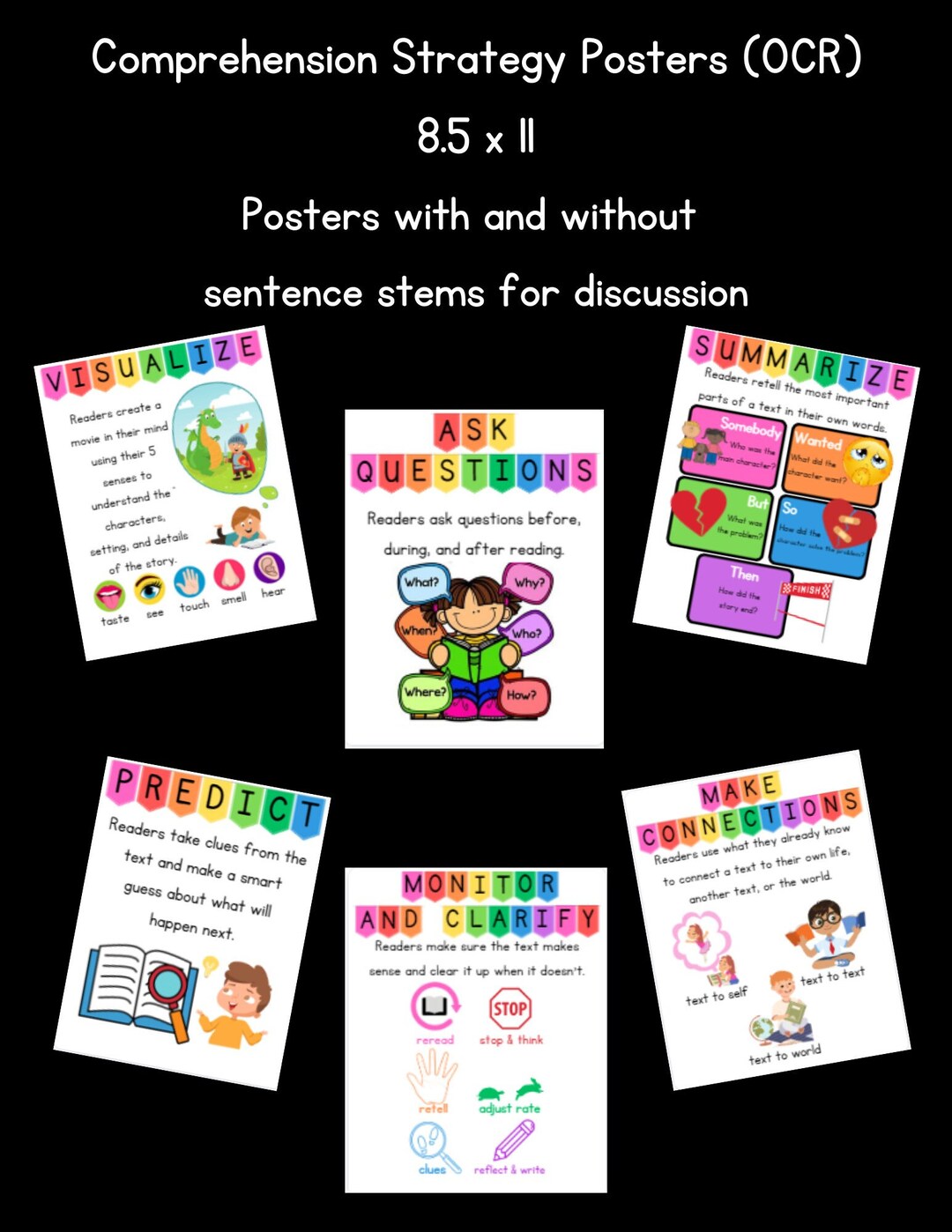 Comprehension Strategy Posters (OCR) 8.5 X 11 - Etsy