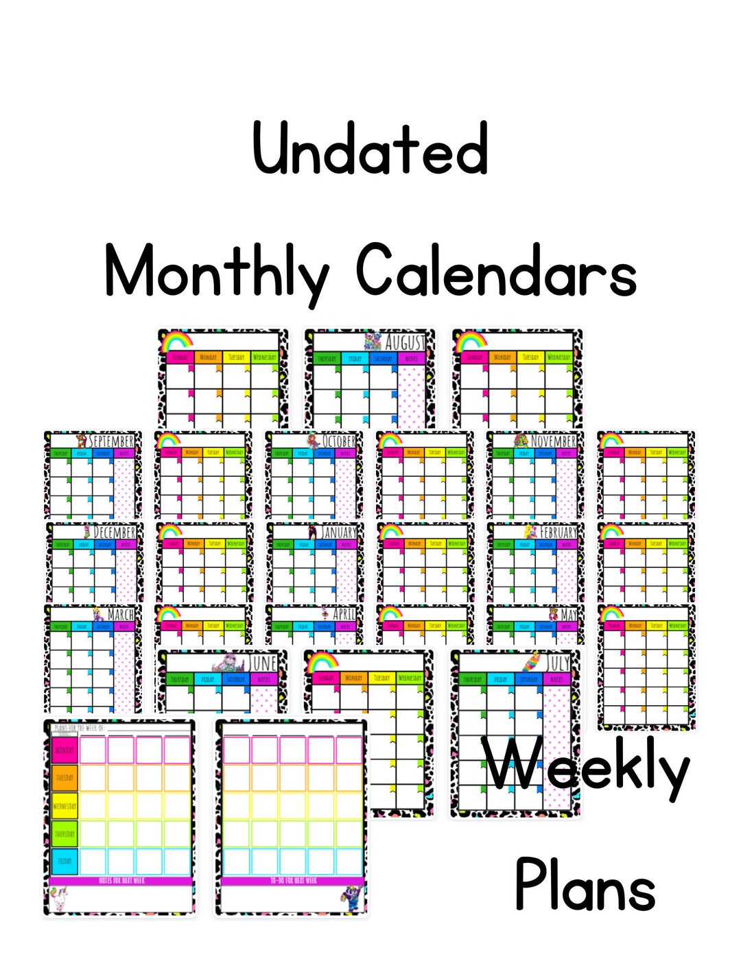 LF Animal Print Calendars & Plans Teacher Planner- Undated - Etsy