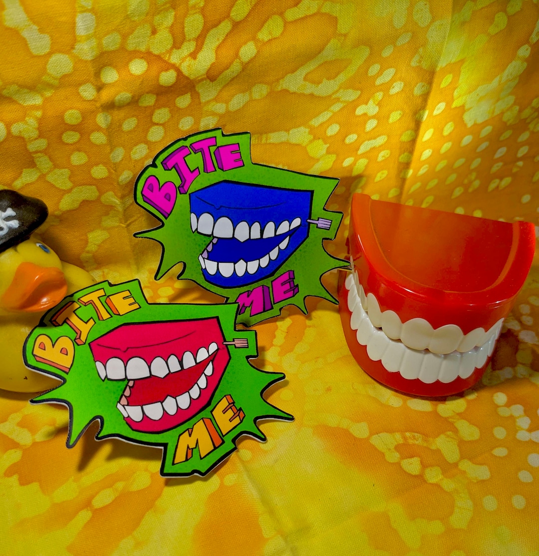Two Chattering Teeth Stickers - Etsy