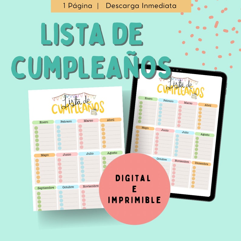 Lista De Cumpleaños - Etsy