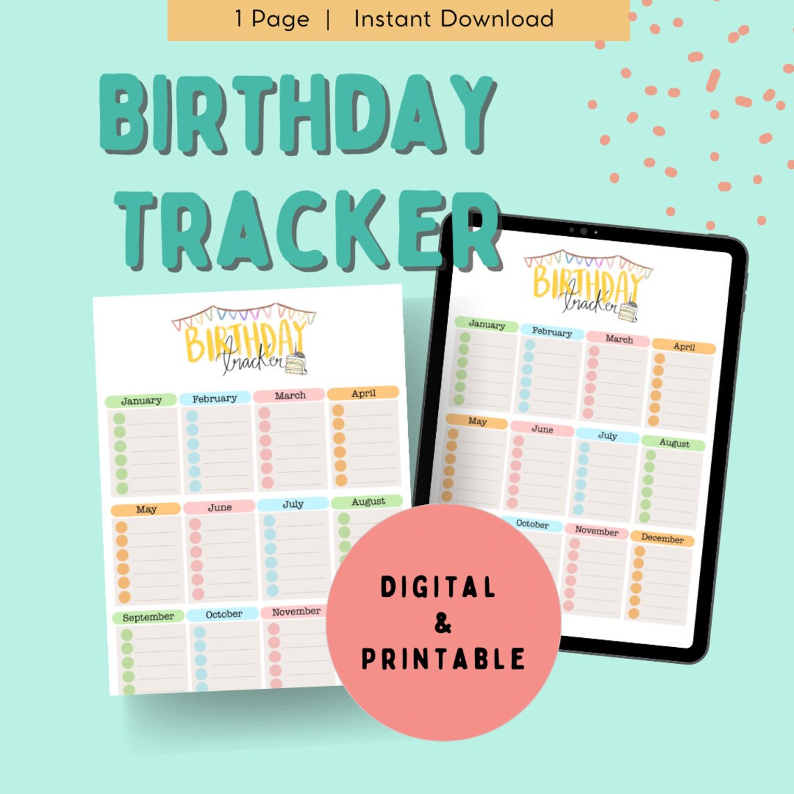 Birthday Tracker Template - Etsy