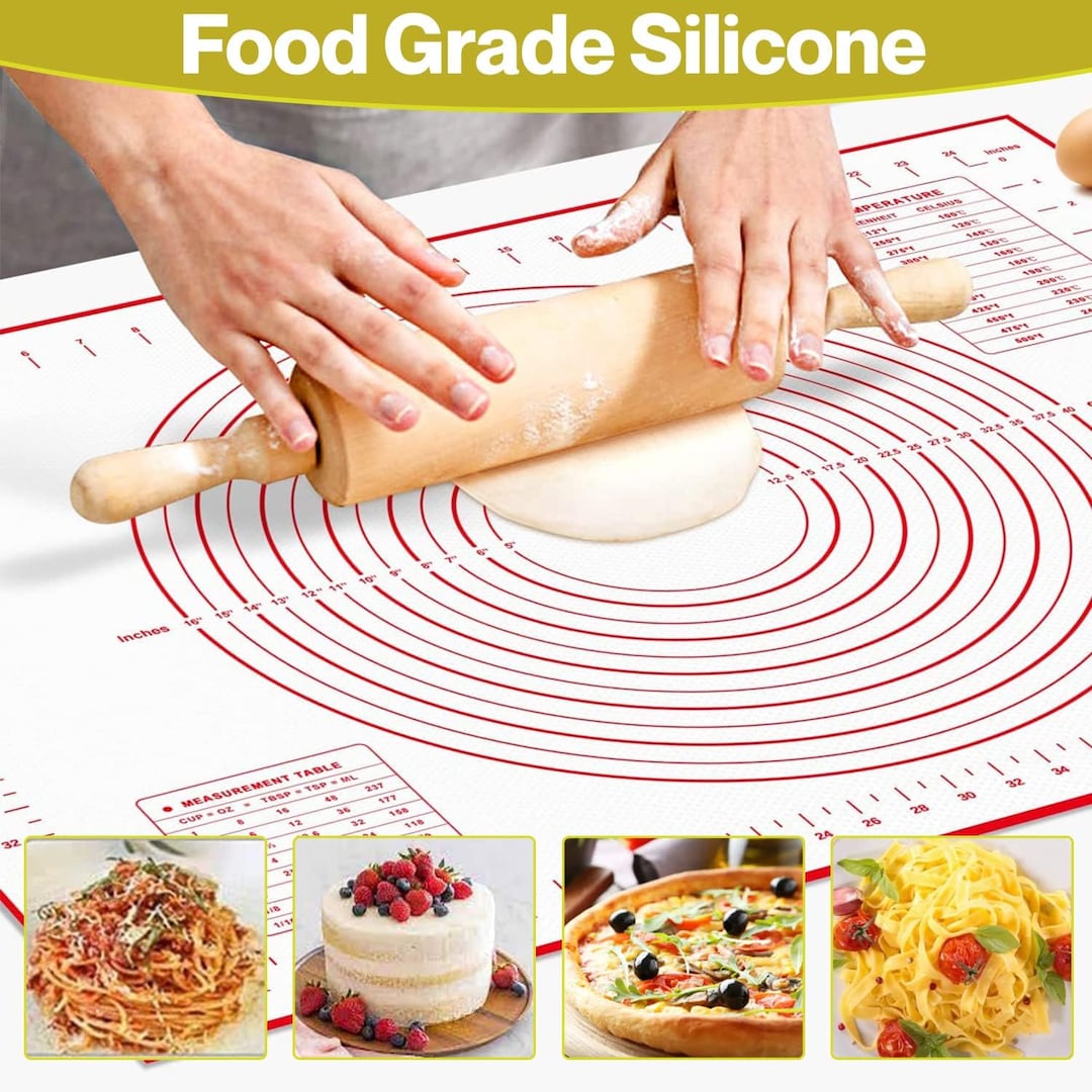 Silicone Pastry Mat (2pc): Non-slip Dough Rolling, Measurement Guide - Etsy