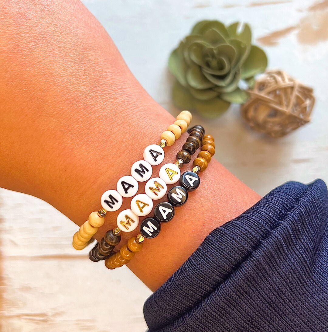 Earthbound Elegance: Stretch Wooden Bracelets, 5mm Beads, Natural ...