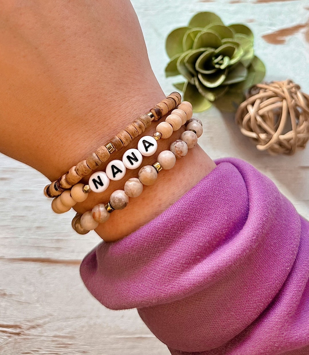Woodland Whispers Custom Bracelet Set: Trio of Light Brown & Tannish ...
