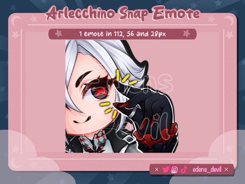 Arlecchino Snap Emote for Twitch, Discord and Youtube Custom Emotes ...