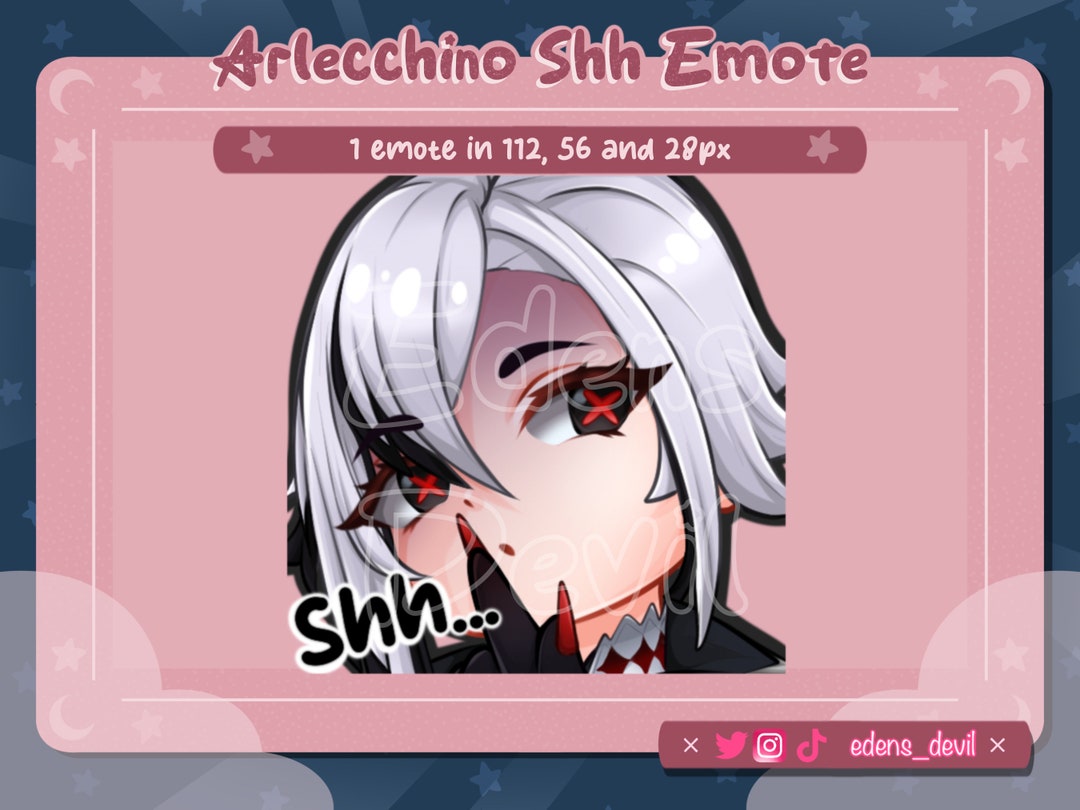 Arlecchino Shh Emote for Twitch, Discord and Youtube | Custom Emotes ...