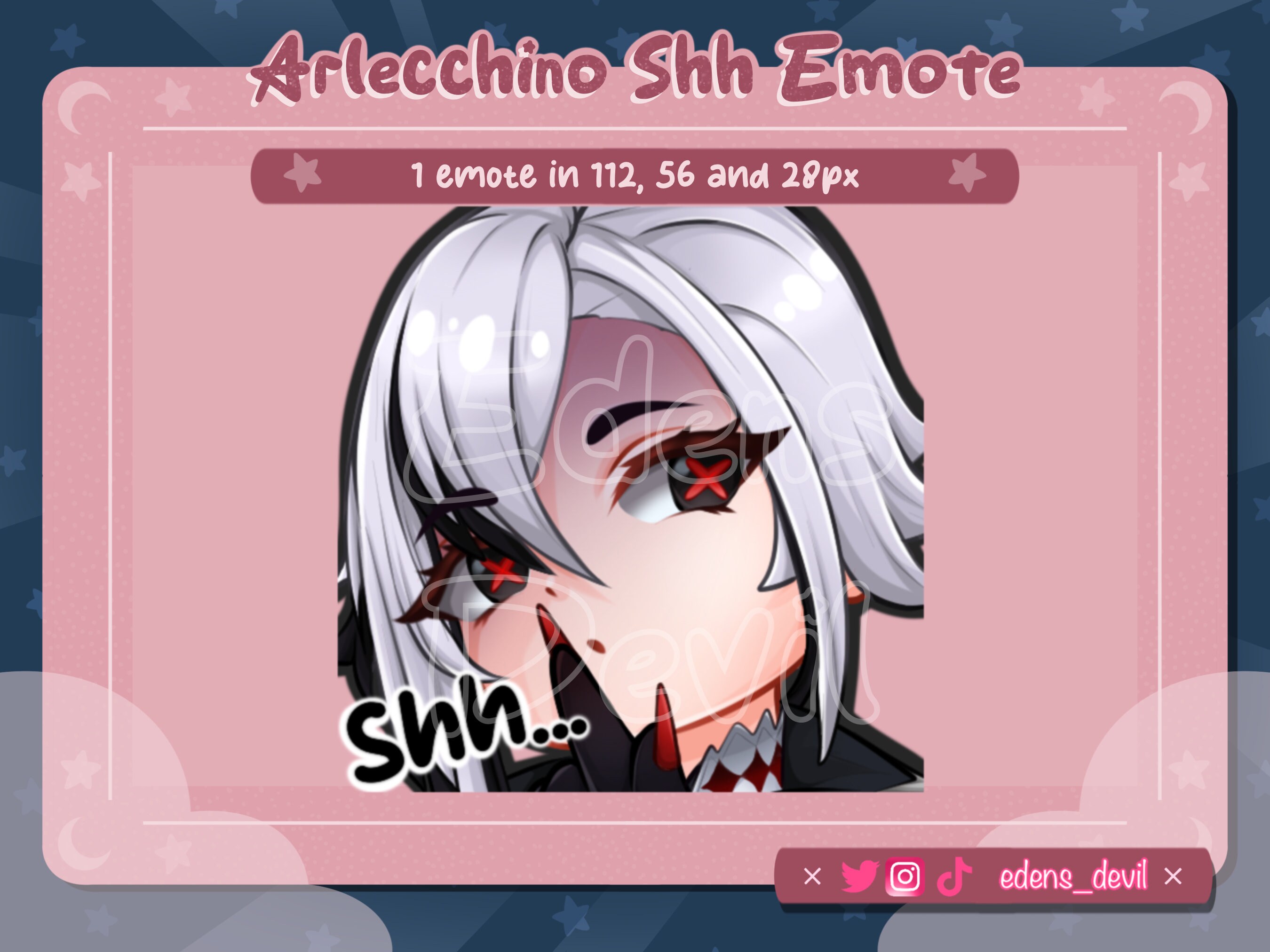 Arlecchino Shh Emote for Twitch, Discord and Youtube Custom Emotes ...
