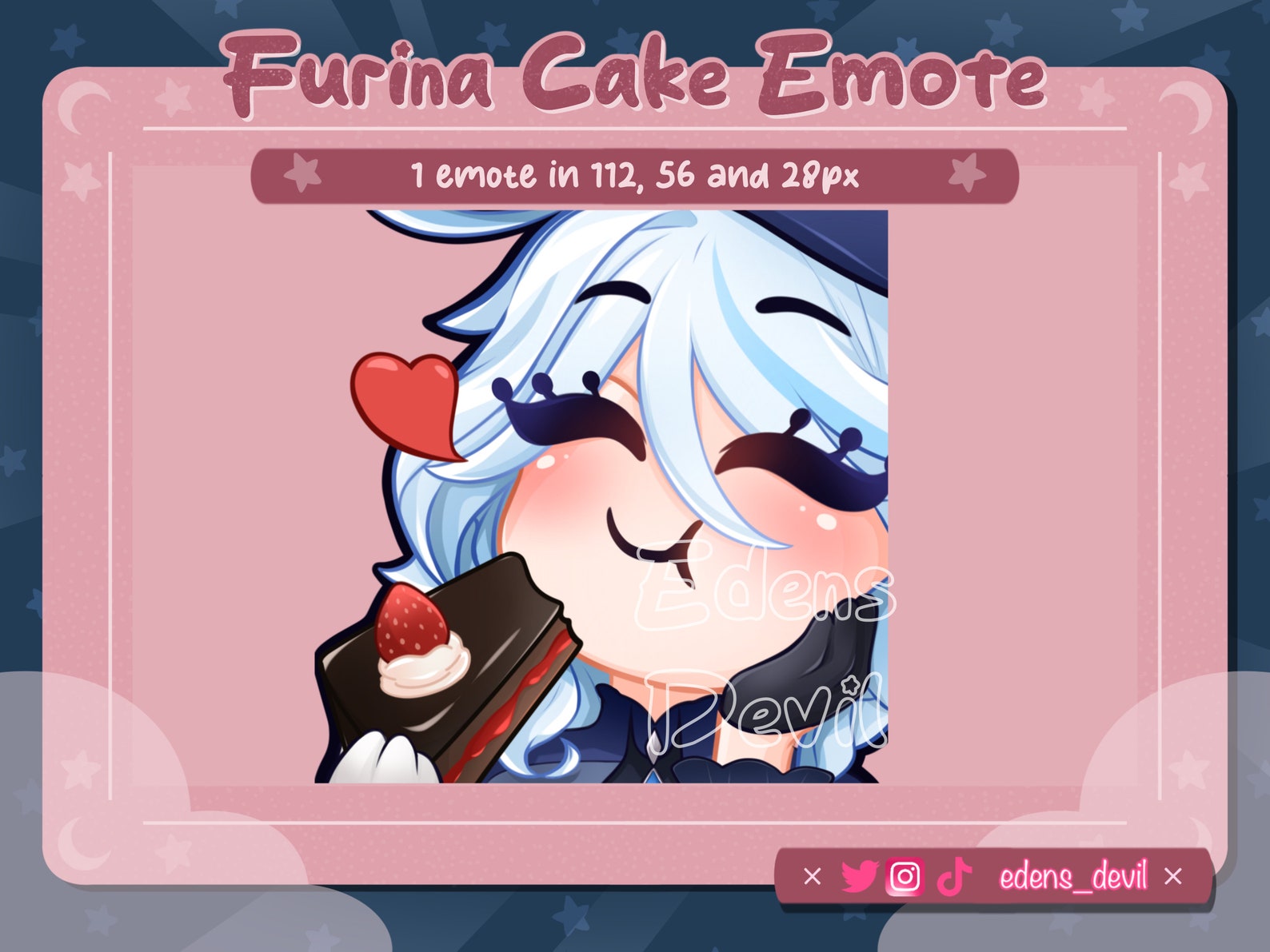 Furina Cake Emote for Twitch, Discord and Youtube Custom Emotes Twitch ...