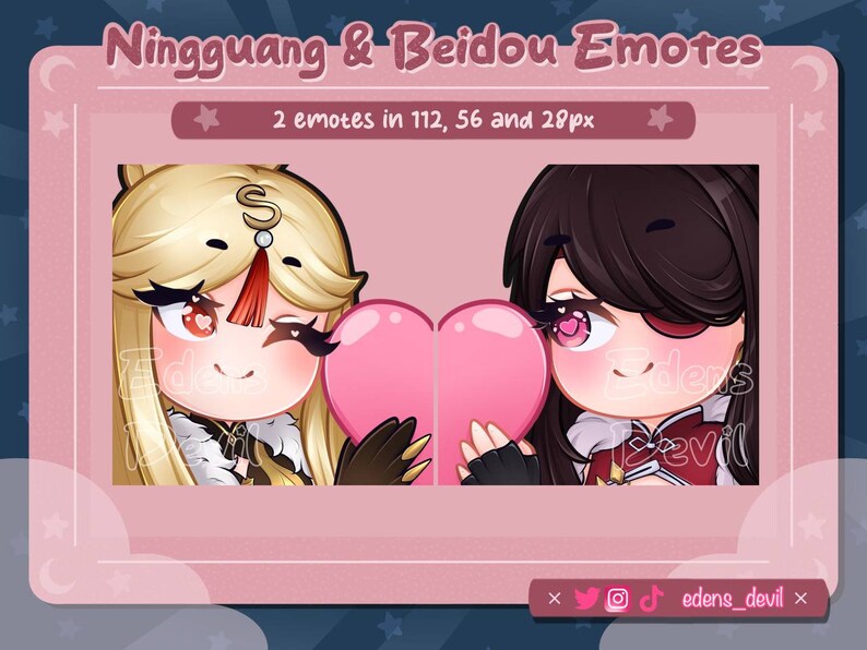 Ningguang and Beidou Heart Emote for Twitch, Discord and Youtube ...