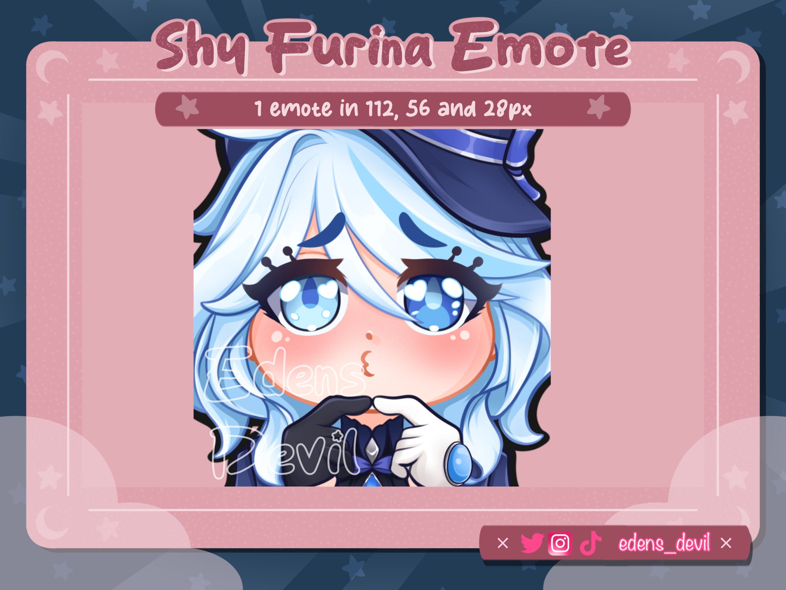 Furina Shy Emote for Twitch, Discord and Youtube Custom Emotes Twitch ...