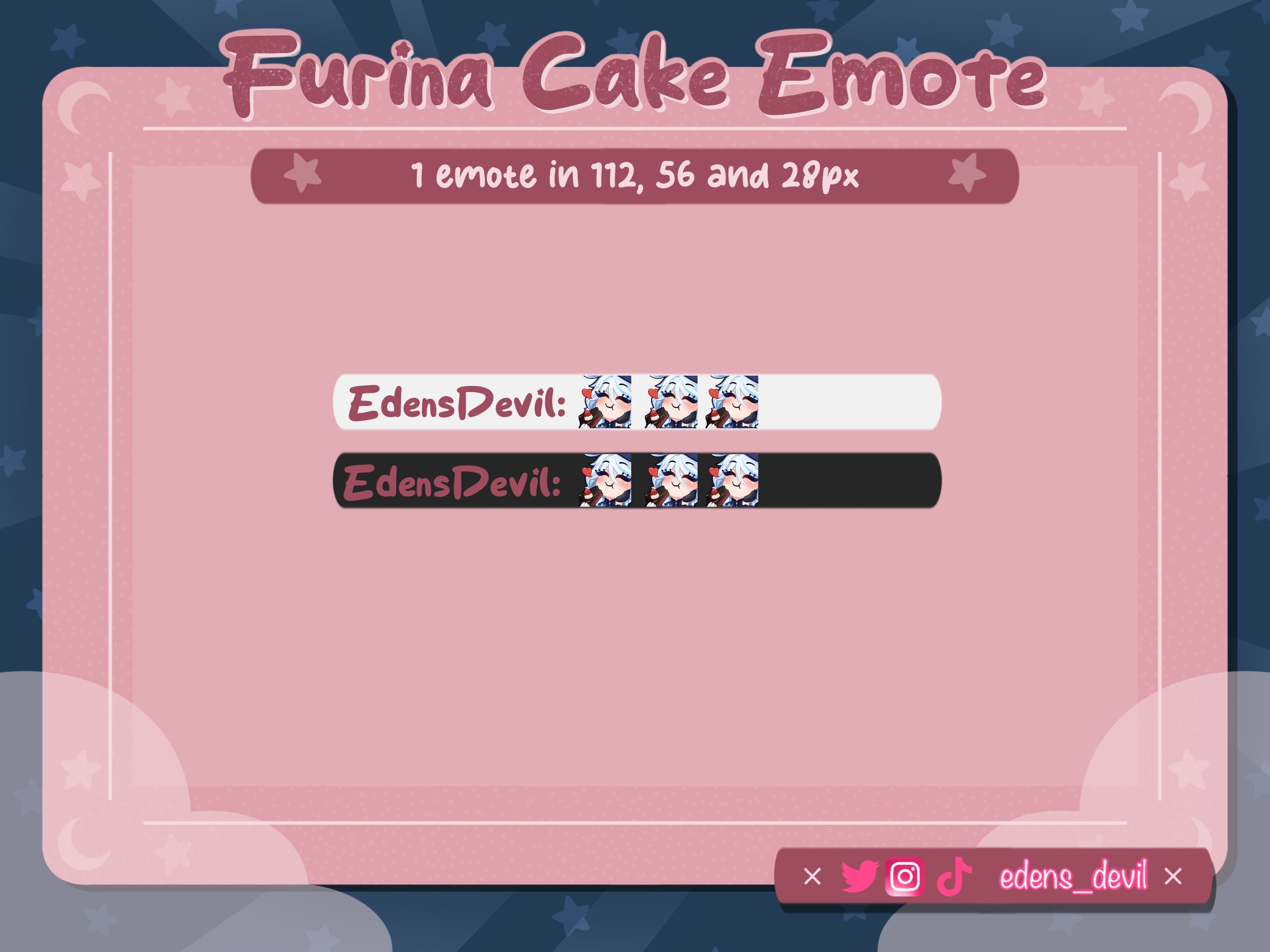 Furina Cake Emote for Twitch, Discord and Youtube Custom Emotes Twitch ...