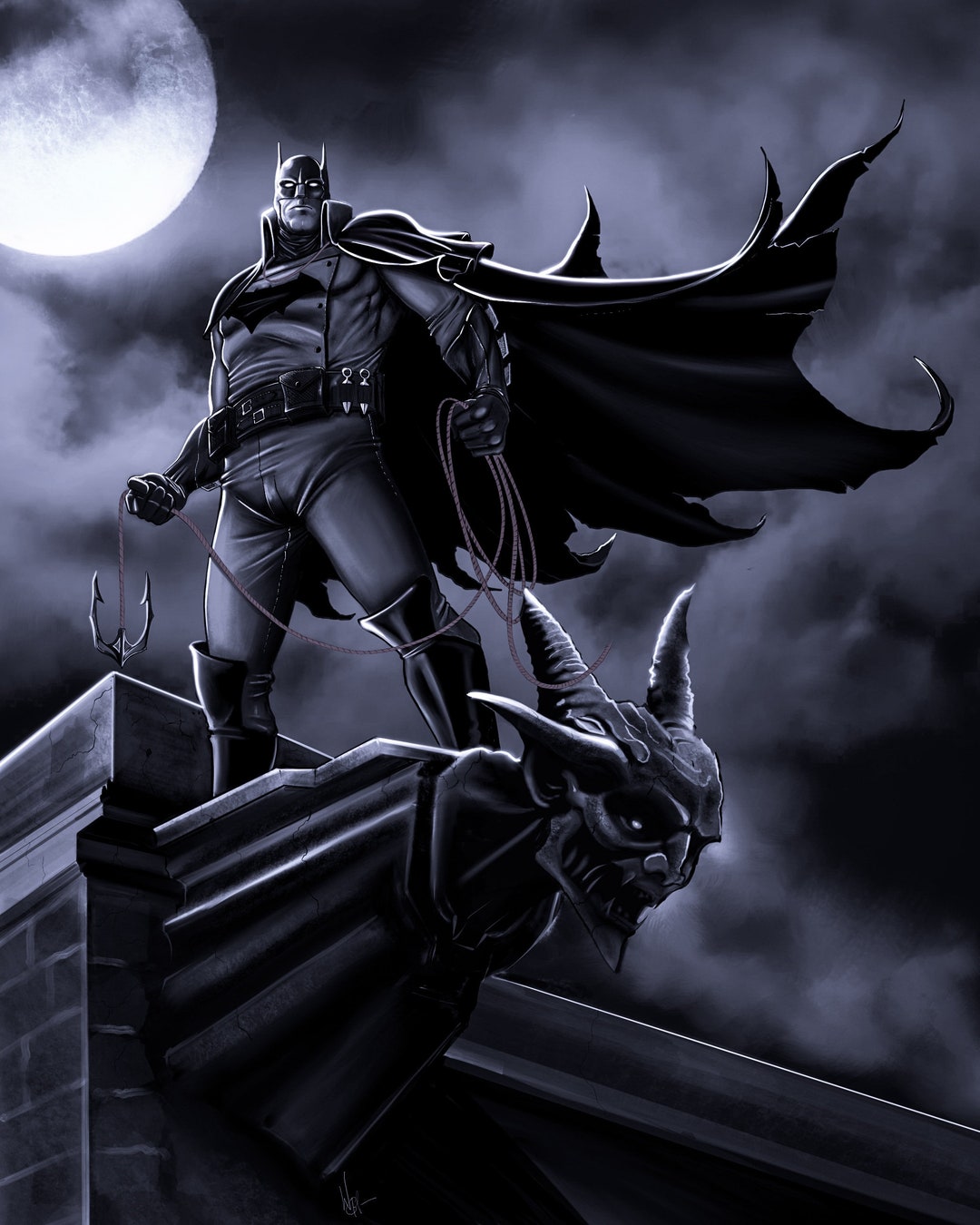 Hand-drawn Batman: Gotham by Gaslight Art Print Vintage Noir Style - Etsy