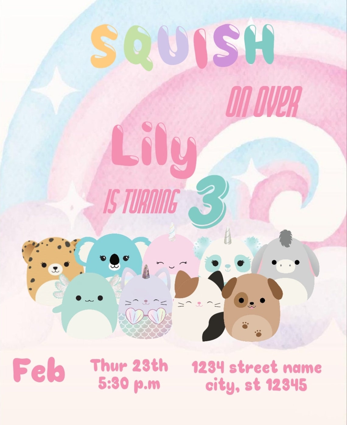 Squishmallow Invitation - Etsy