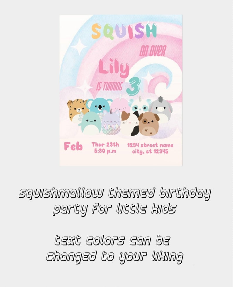 Squishmallow Invitation - Etsy