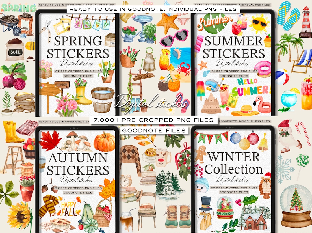 Digital Sticker Bundle: 400+ Planner Stickers, Goodnotes, Onenote (PNG ...