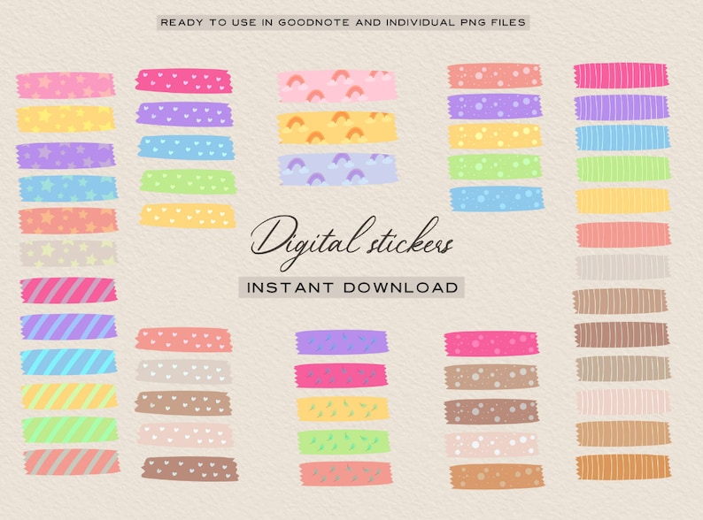 Cute Note Digital Planner Stickers: Goodnotes, Onenote, iPad (PNG) - Etsy