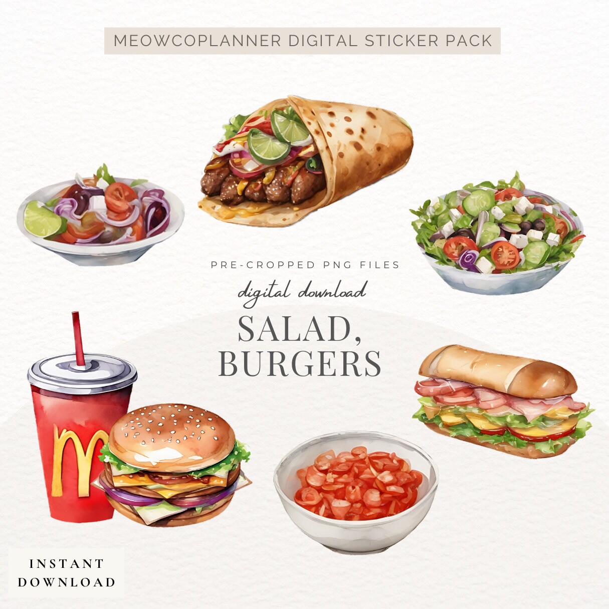 Food Digital Stickers Digital Sticker Book Goodnotes Stickers Plant ...