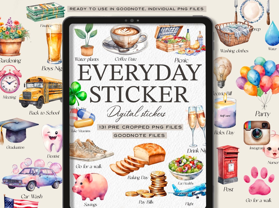Everyday Digital Stickers, Goodnotes Pre-cropped Stickers, Notability ...