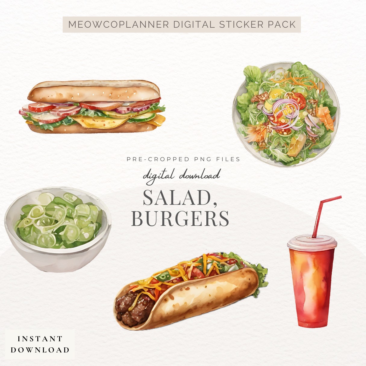 Food Digital Stickers Digital Sticker Book Goodnotes Stickers Plant ...