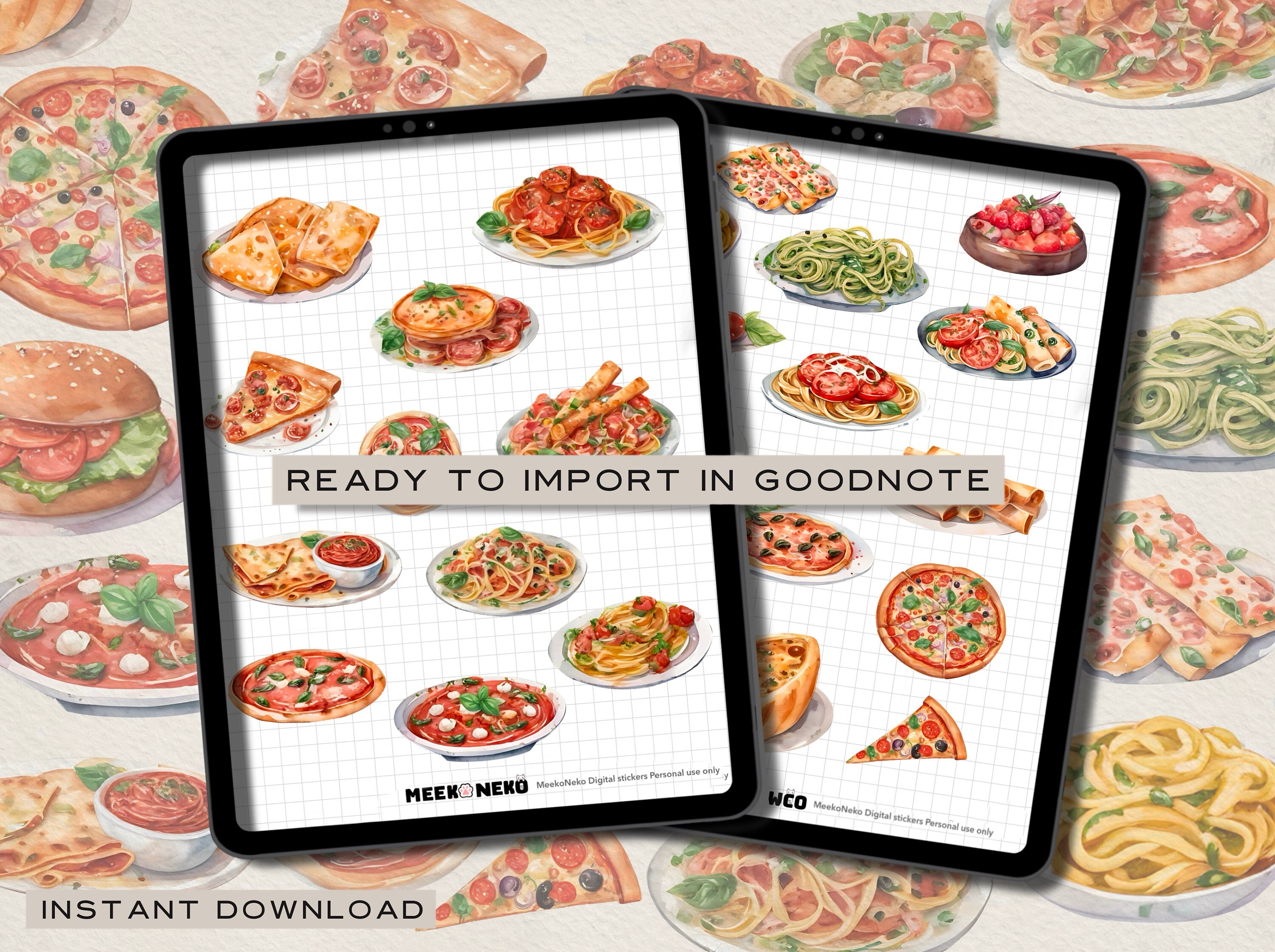 Italian Food Stickers Daily Planner Stickers iPad Stickers Goodnotes ...
