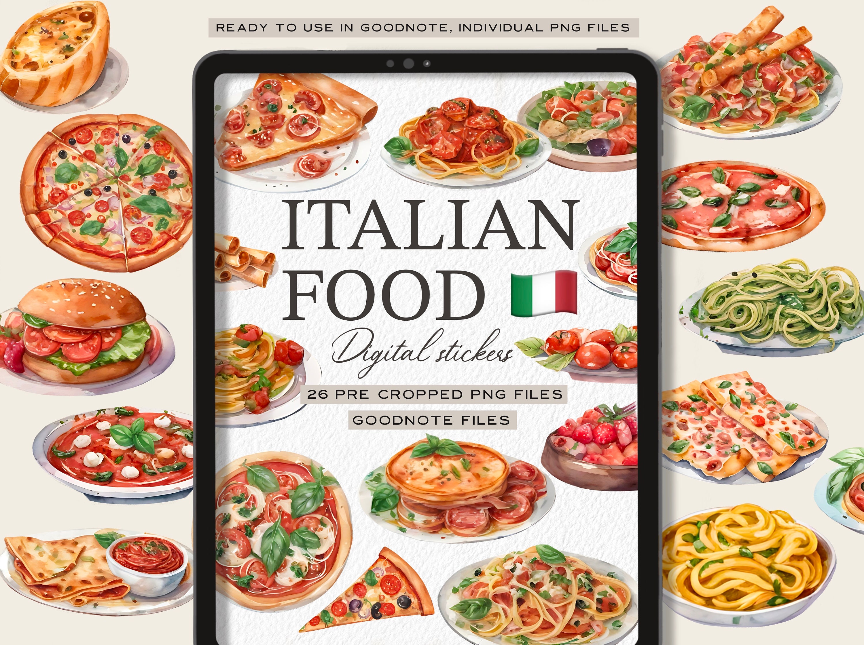 Italian Food Stickers Daily Planner Stickers iPad Stickers Goodnotes ...