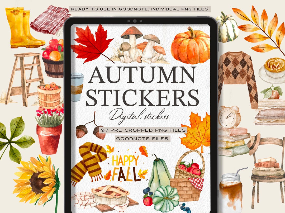 Autumn Digital Planner Stickers: Goodnotes, Onenote, iPad (PNG Stickers ...