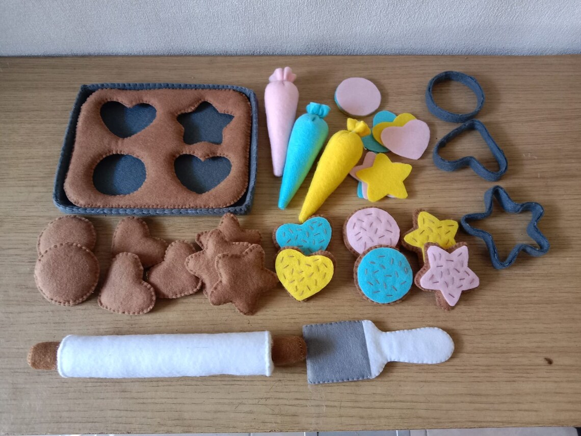 Felt Cookie Baking Set: Plush Pretend Play Food, Montessori Toys - Etsy