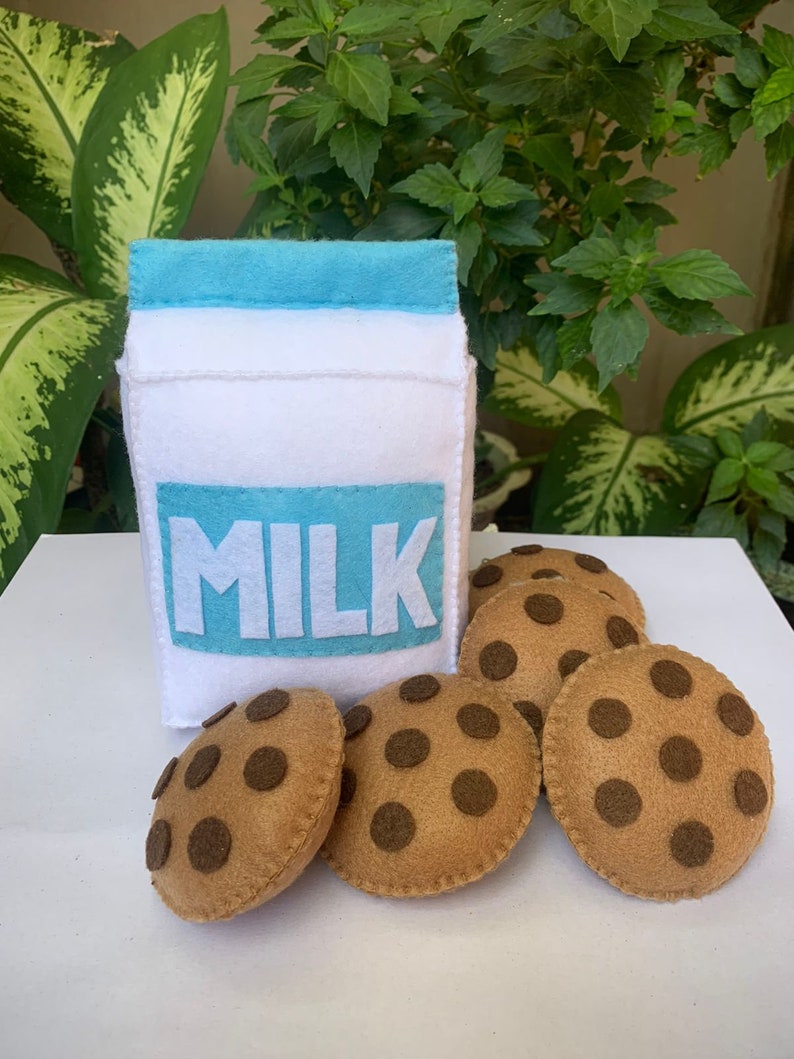 Felt Milk & Butter Cookies Food Set, Plush Toys Pretend Play ...
