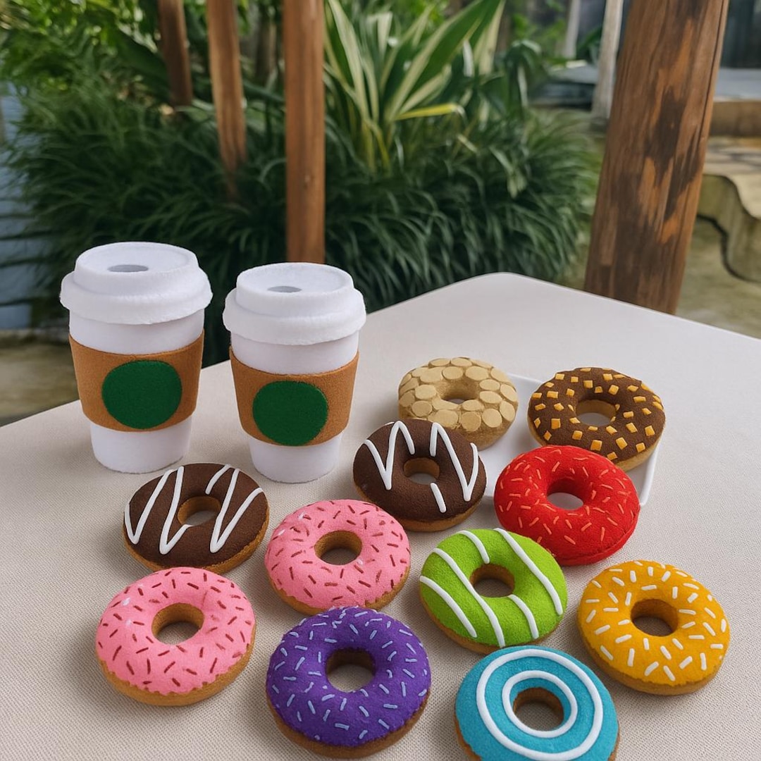 Coffee Cup Felt Toy, Takeaway Drink Set, Pretend Play Coffee Shop Set ...