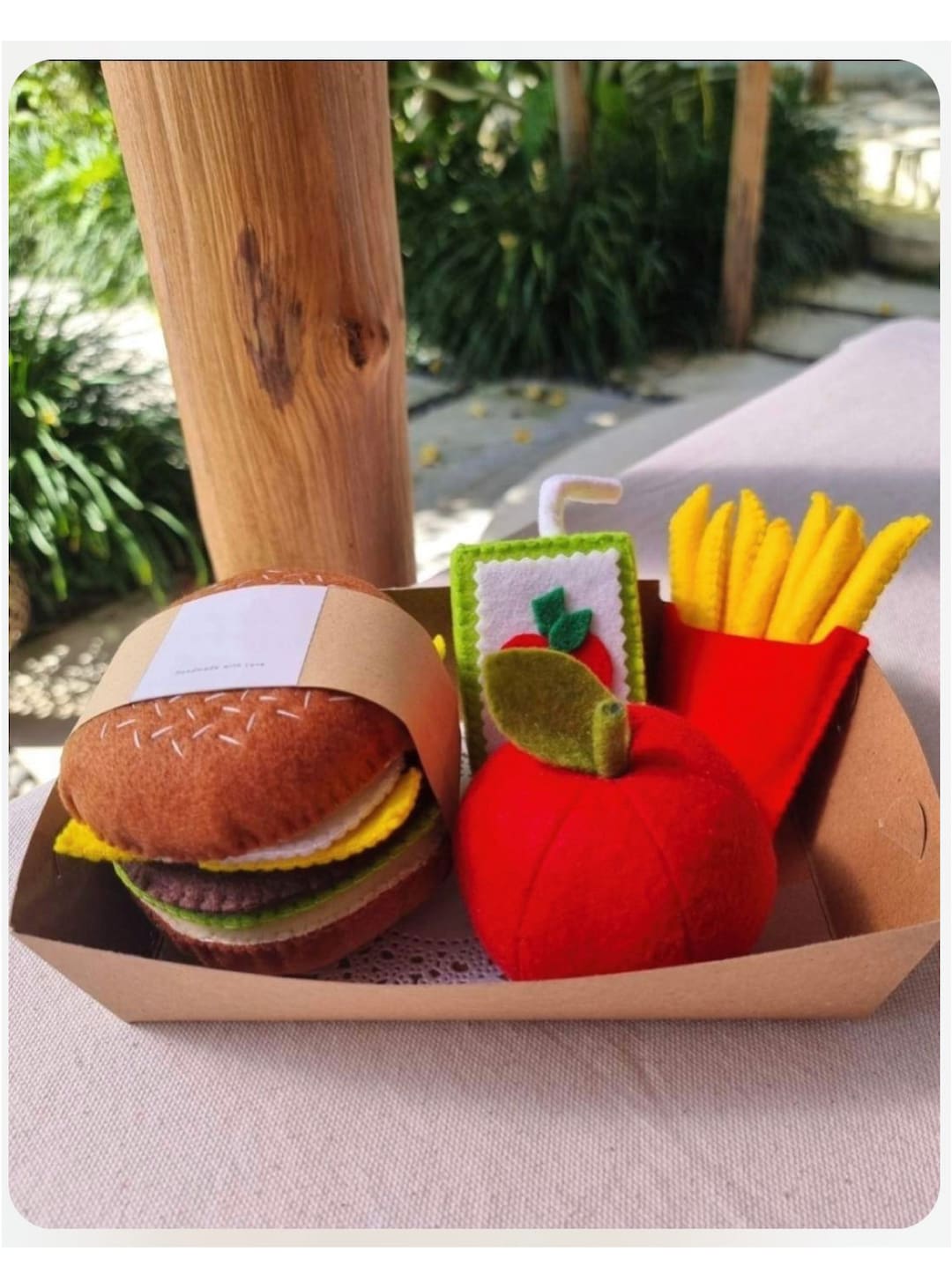 Felt Food Play Set: Handmade Pretend Play Burger, Fries & Apple - Etsy