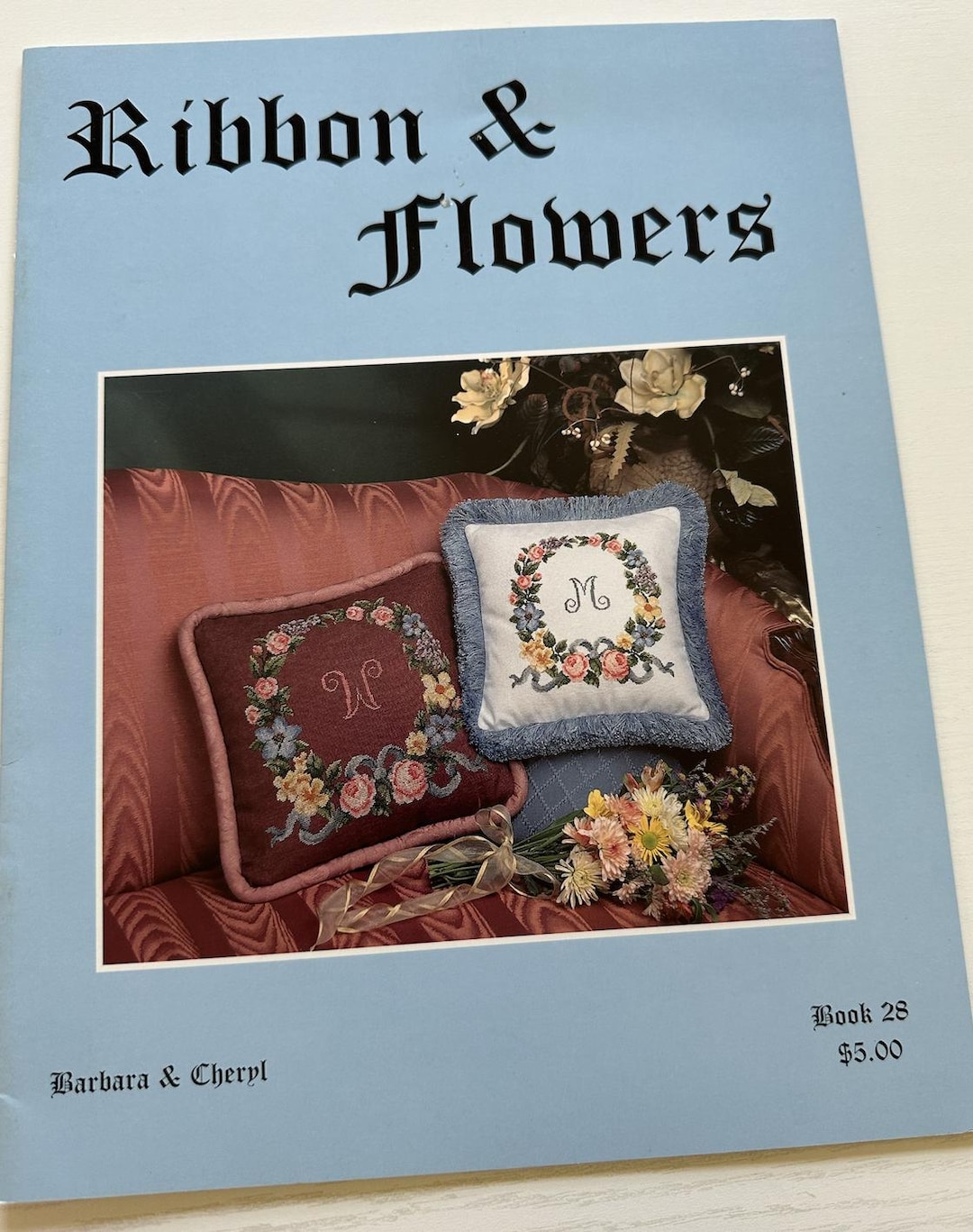 Ribbon & Flowers by Barbara and Cheryl | Vintage Cross Stitch Pattern ...