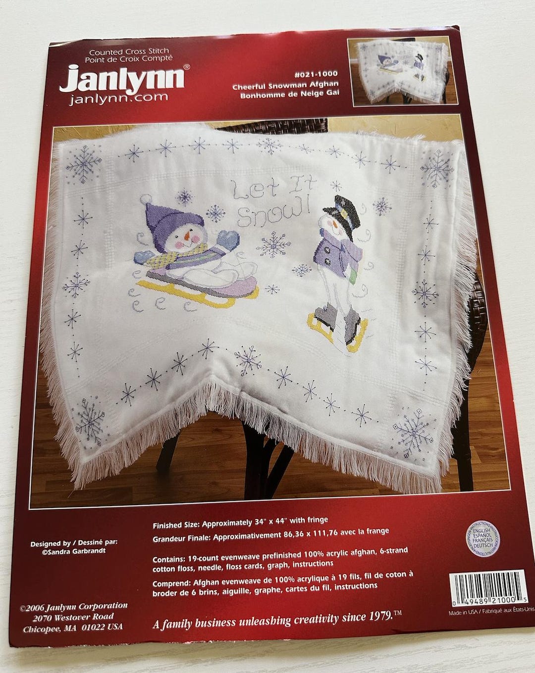 Cheerful Snowman Afghan Janlynn Kit - PATTERN ONLY | Christmas ...