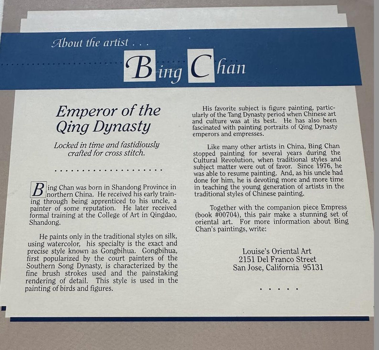 Bing Chan's Emperor by Color Charts | Vintage Cross Stitch Patterns ...