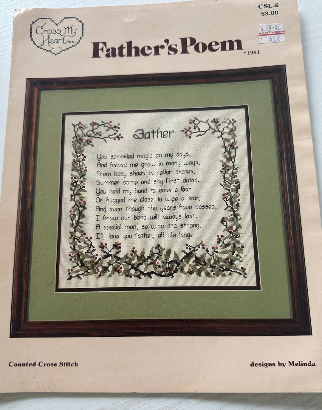 Father's Poem by Cross My Heart | Vintage Cross Stitch Patterns ...