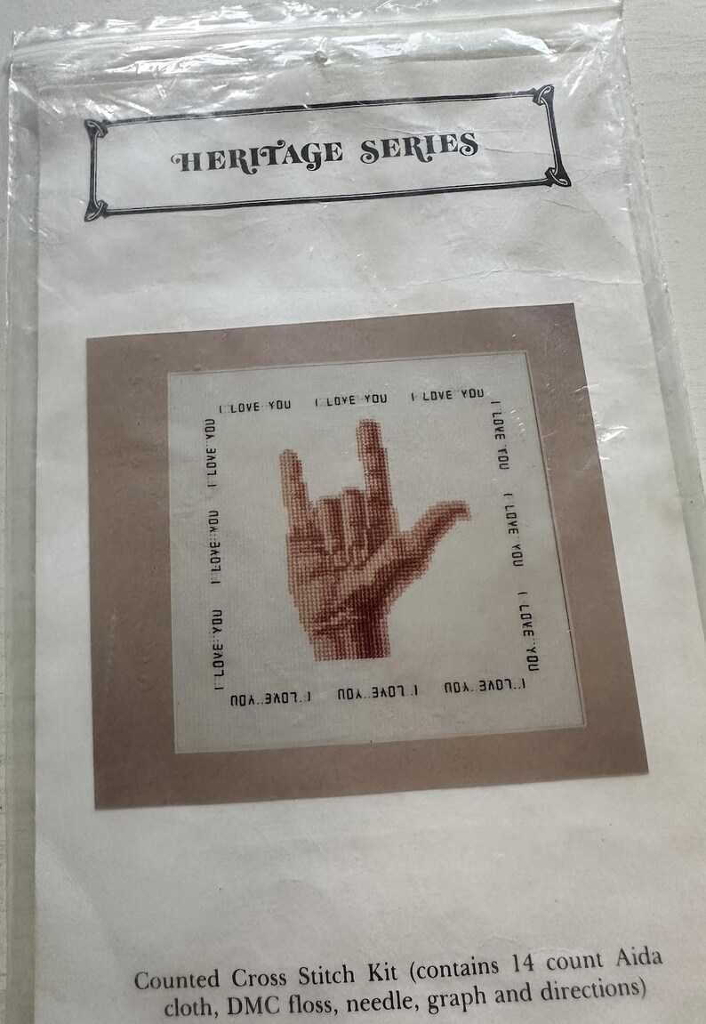 I Love You Sign Language Cross Stitch Kit by the Heritage Series ...
