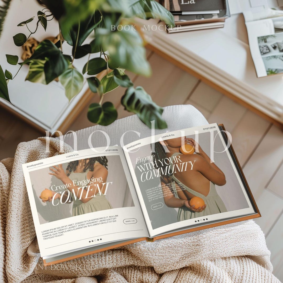 Open Square Book Mockup | Magazine - Book Mockup | Minimalist | Modern ...