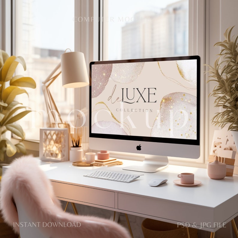 Imac Mockup | Computer Mockup | Instant Download | Light Pink Feminine ...