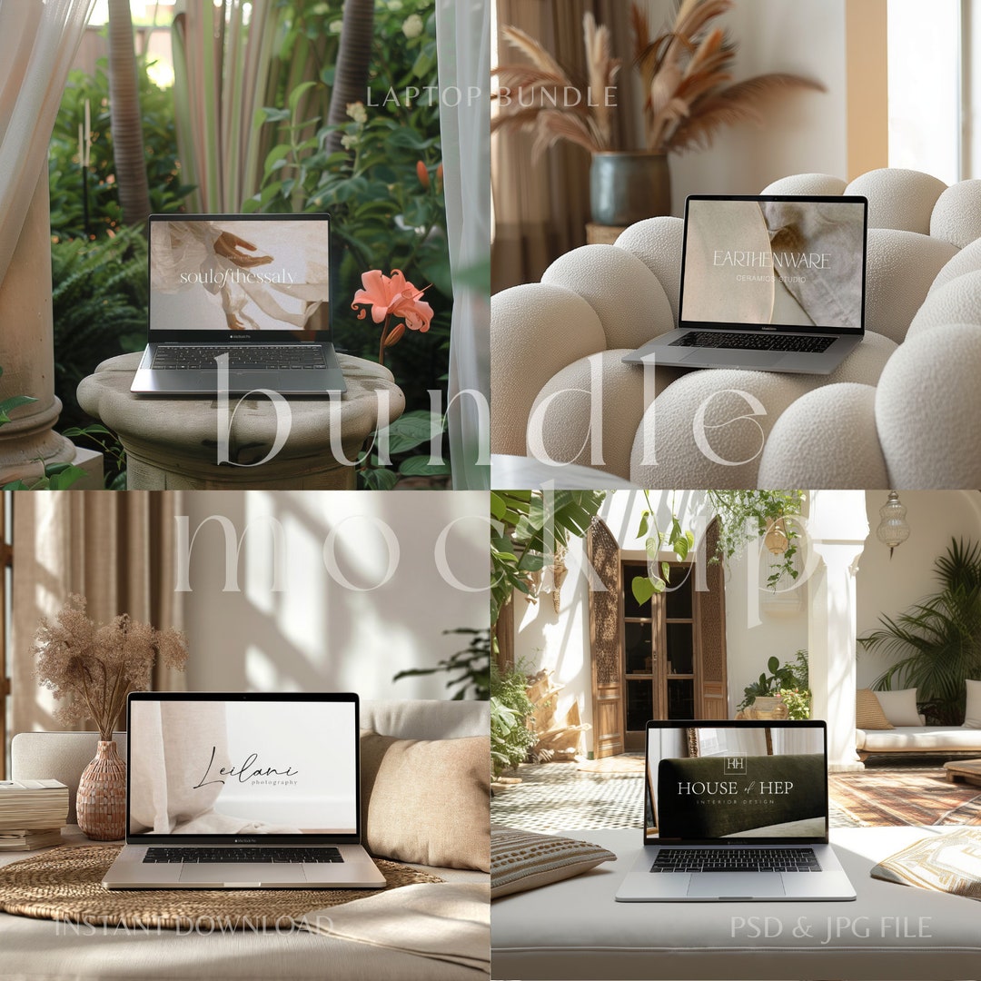Bundle of 4 Laptop Mockup | MacBook Mockup | Instant Download | Modern ...