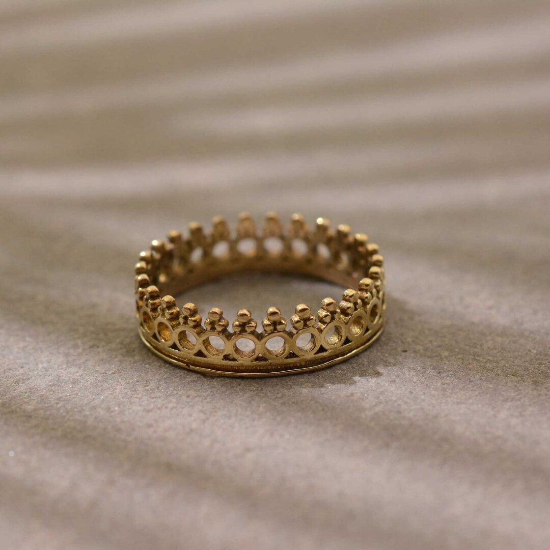 Gold Crown Ring. Engagement Ring, Princess Ring, Promise Ring, Brass ...