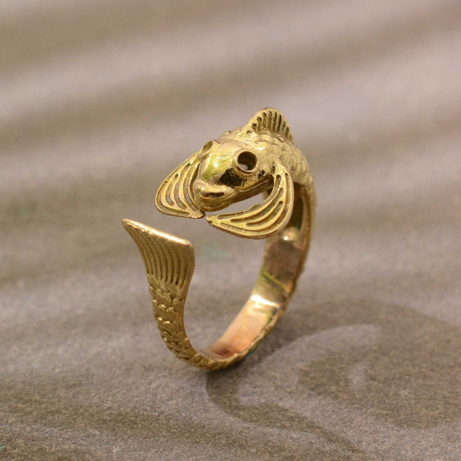 Gold Fish Ring for Women, Vintage Fish Ring, Adjustable Ring, Pisces ...