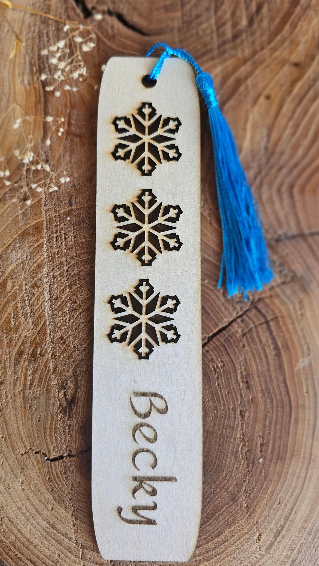 Personalized Snowflake Wooden Bookmark - Etsy