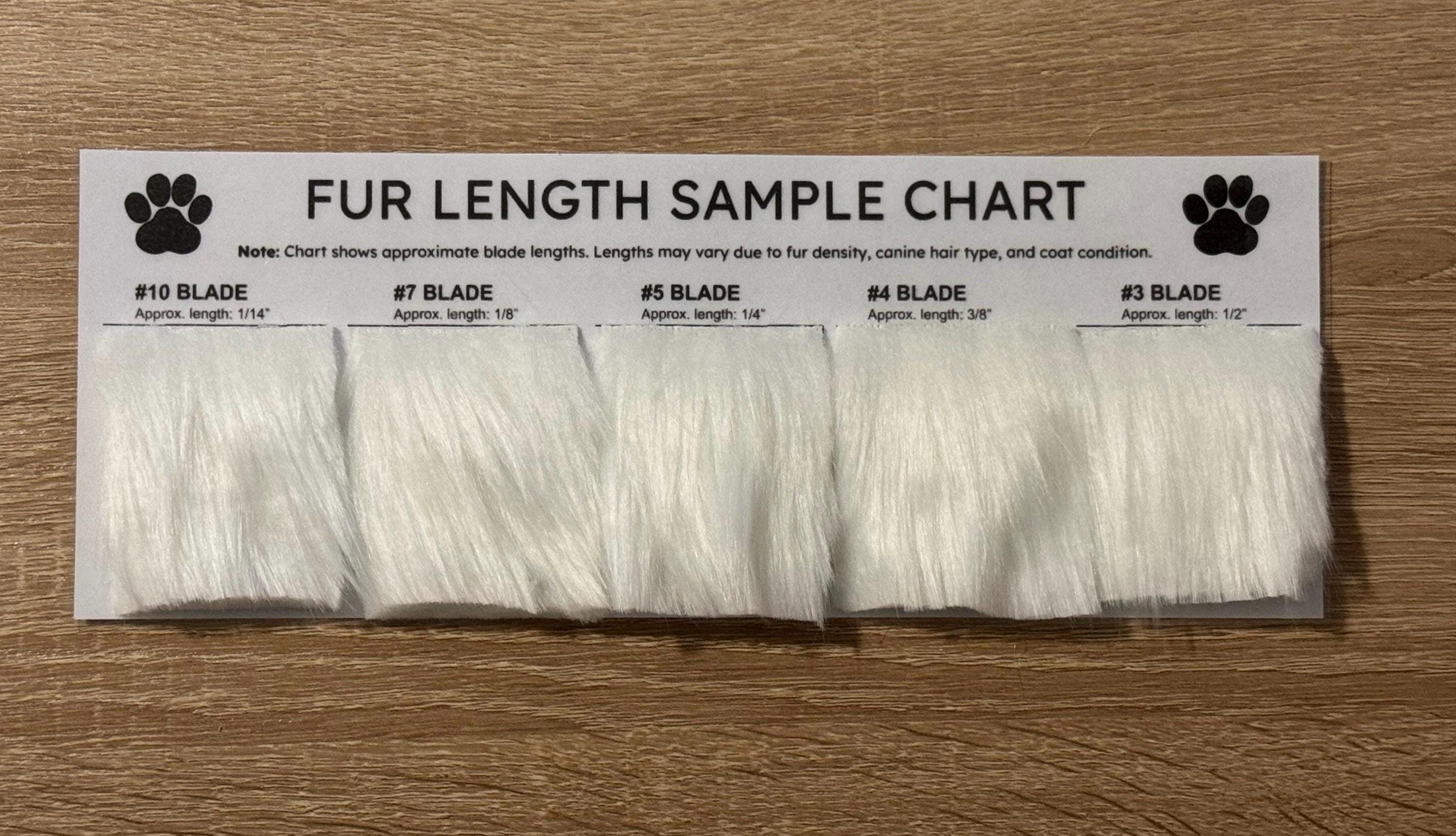 Pet Groomer's Hair Chart SHAVE IT YOURSELF (regular Blades) - Etsy