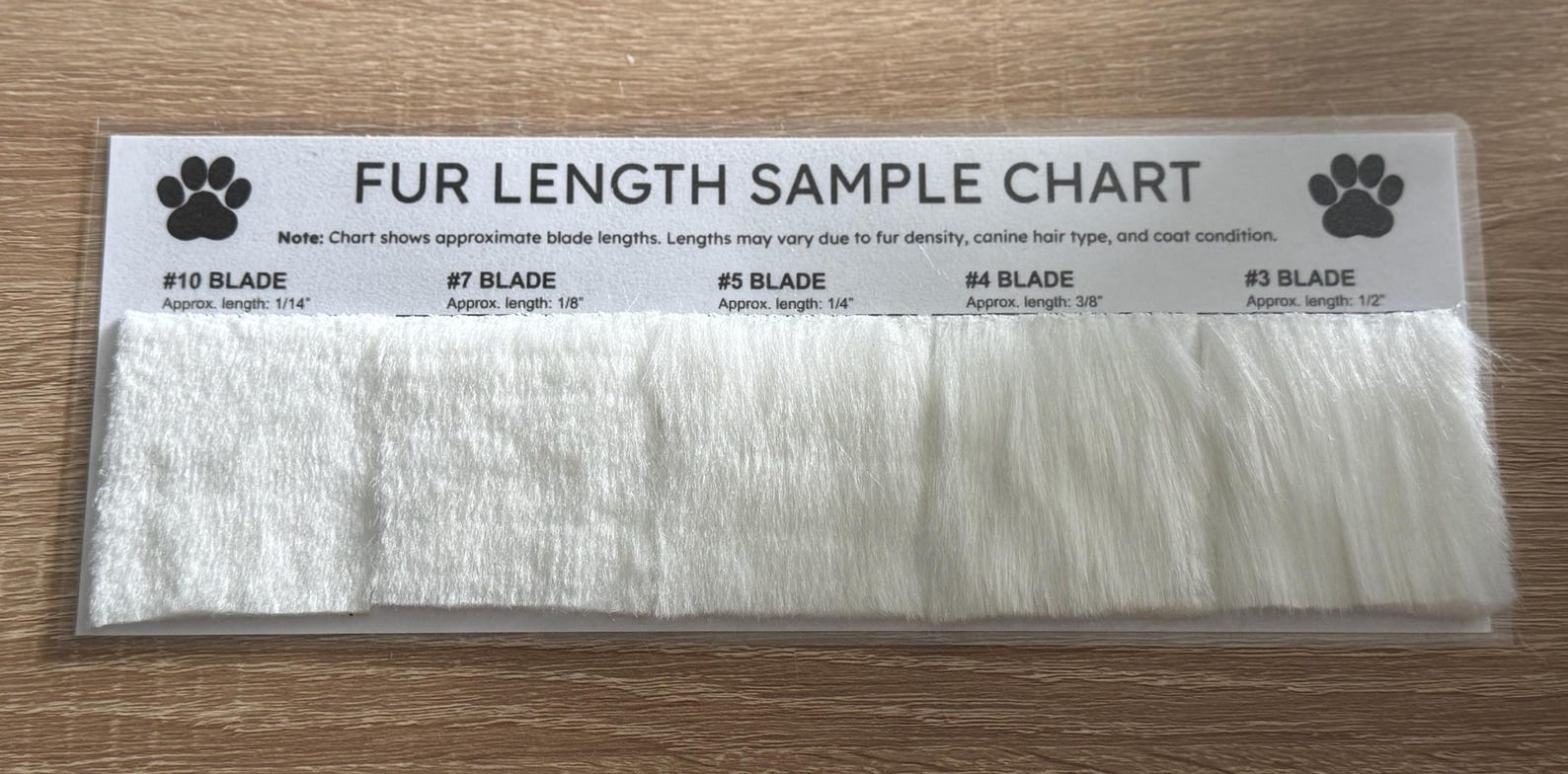 Pet Groomer's Hair Chart (regular Blades) - Etsy