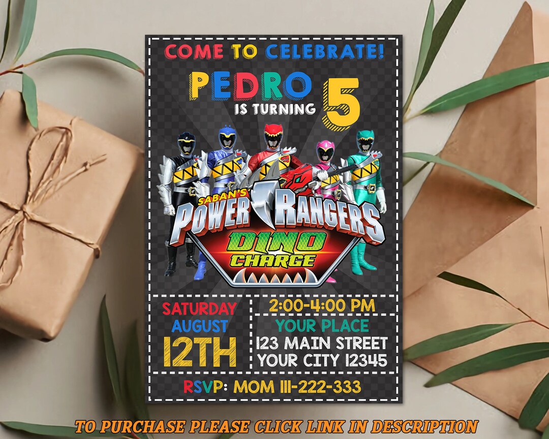 Invitations Power Rangers 16+ Modèles Drevio - Base