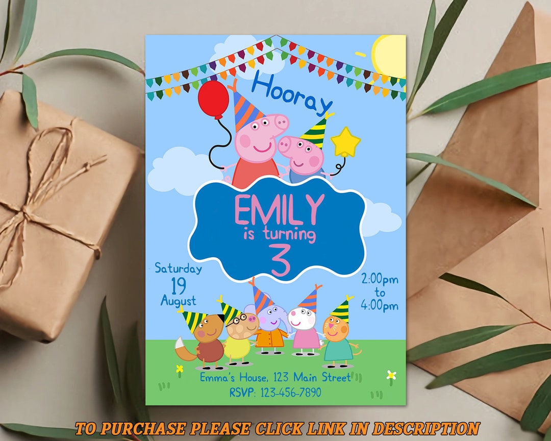 Invitación de cumpleaños de Peppa Pig invitación de Peppa - Etsy España